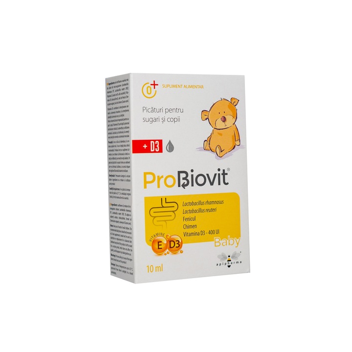 Probiovit Baby + Vitamina D3 Probiotic, APIPHARMA, Picaturi pentru ...