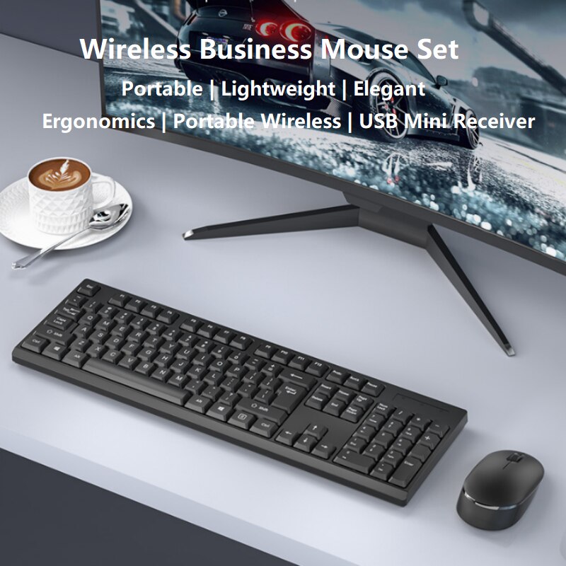 Set tastatura si mouse fara fir, Mokeum, Impermeabil, Negru - eMAG.ro