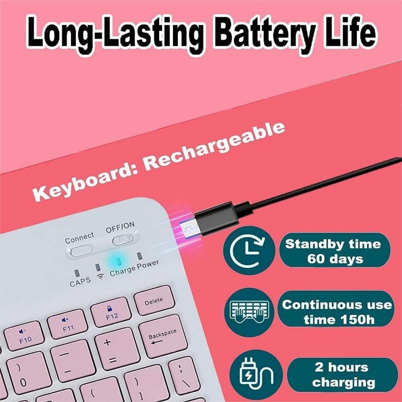 Set Tastatura fara fir si mouse, Mokeum, Reincarcabil, Universal ...