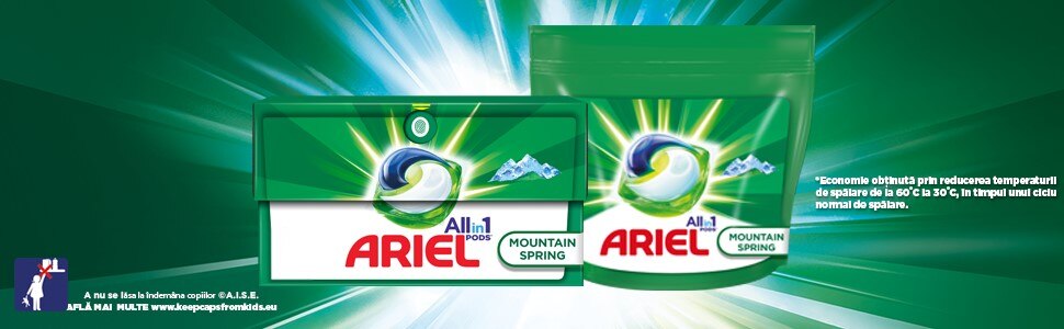 Detergent de rufe capsule Ariel All-in-One PODS Mountain Spring, 2x58 ...