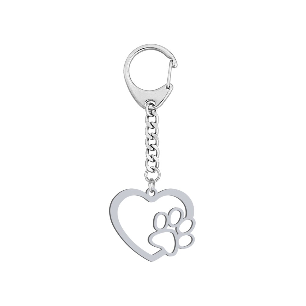 Breloc cu inima si labuta caine, argint - eMAG.ro