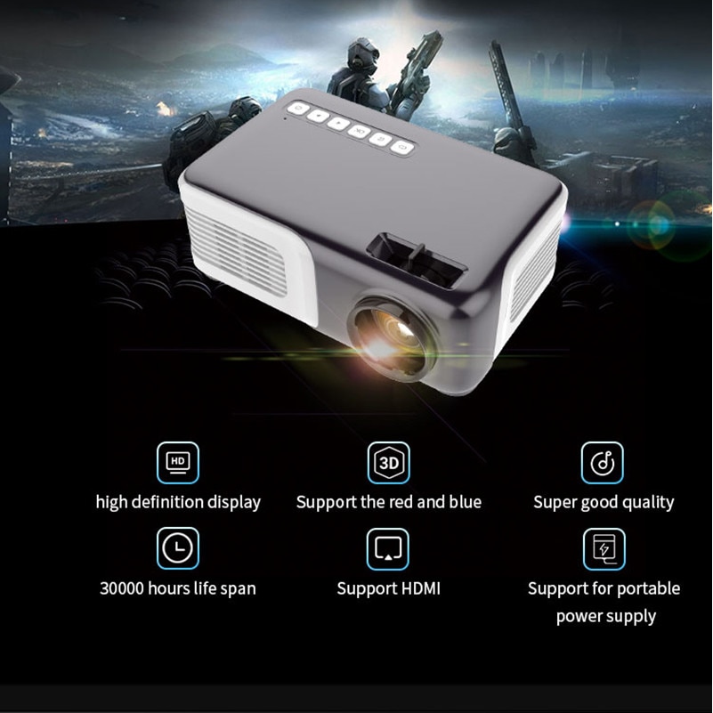 Mini proiector cu WiFi, Jeswo, 1080P, HDMI, AV, USB, portabil ...