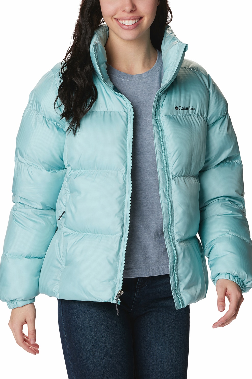 Columbia, Geaca matlasata cu buzunare cu fermoar Puffect™, Albastru ...