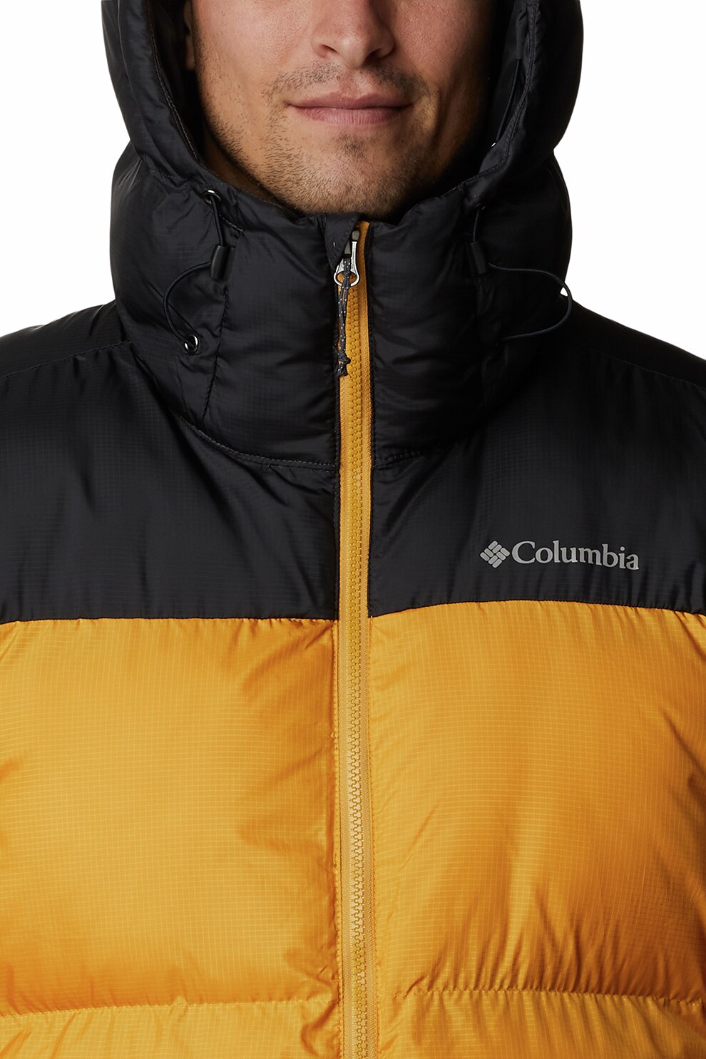 Columbia, Geaca bufanta si matlasata cu gluga Puffect™, Negru, Ocru, L ...