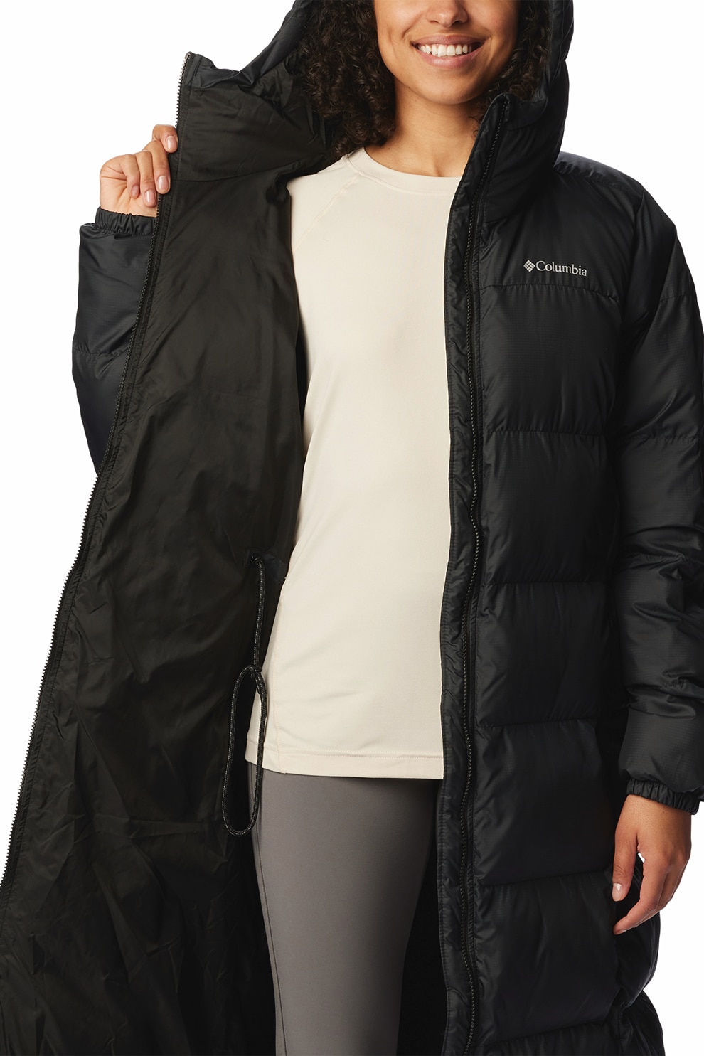 Columbia, Geaca lunga rezistenta la apa cu vatelina Puffect™, Negru, S ...