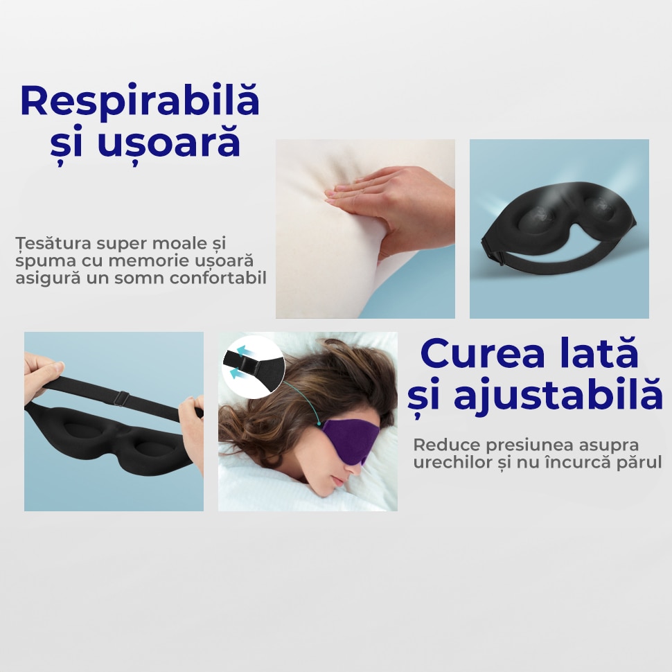 Masca pentru somn, decupata 3D pentu imbunatatirea odihnei, cu ...