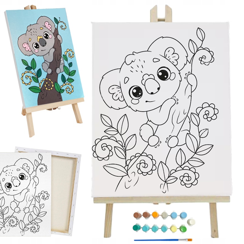 Set de pictura pentru copii, Artmaker, panza 30x40 cm cu imprimare ...
