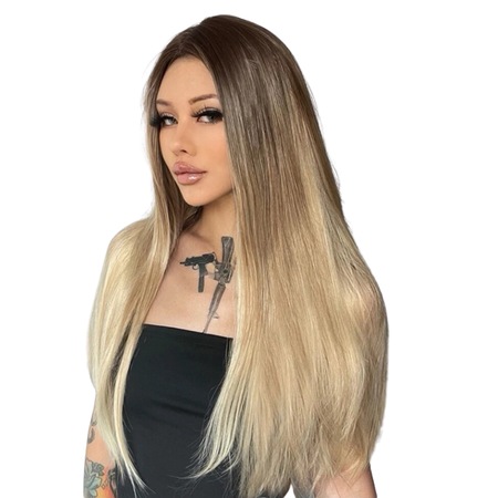 Peruca lunga Ombre Blond, Animis Beauty ®, fibra sintetica cu aspect ...