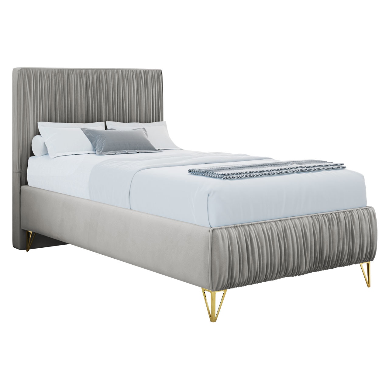 Pat tapitat Kottos I, Mirjan24, gri deschis, 90x200 - eMAG.ro