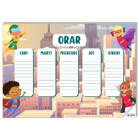 Orar scolar Heroes carton dublu cretat mat 350gr/mp - eMAG.ro