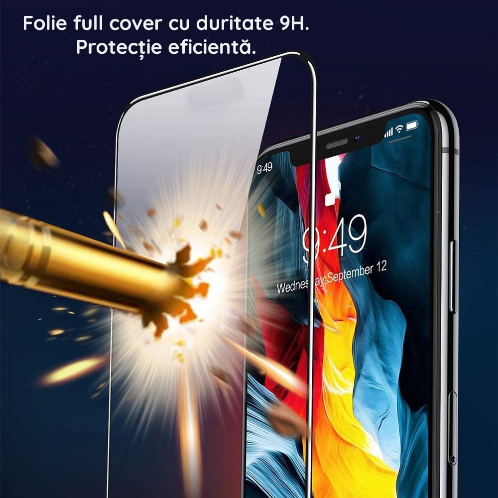 Folie Sticla Flippy pentru iPhone 15 Pro Max, Transparenta HD, 9H, 111D ...