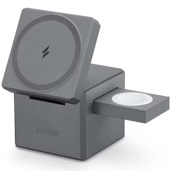Безжично зарядно Anker 3-in-1 Cube MagSafe, Магнитно, 15W, Бързо ...