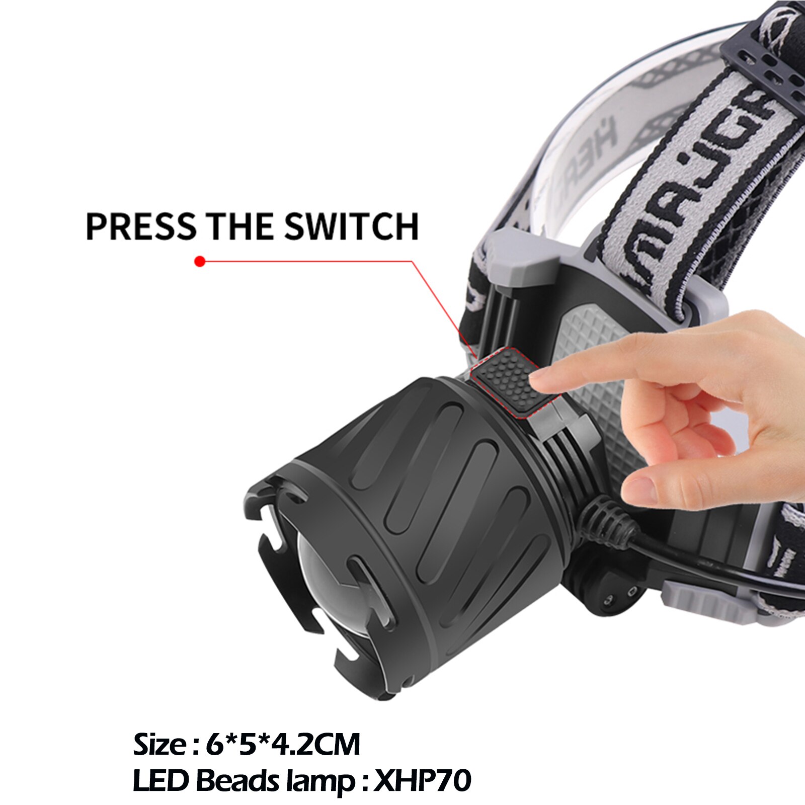 Lanterna frontala de cap LED XHP70, NUODWELL, 1500 lumeni, Cu 2 baterii ...