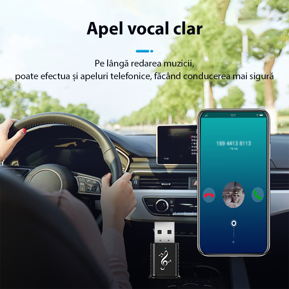 Transmitator receptor audio 2 in 1 Techstar® M169, Bluetooth 5.0, Port ...