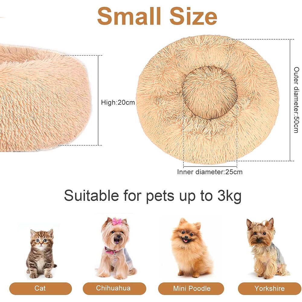 Pat pentru caini si pisici, Yefound®, Rotund Plush confortabil Culcus ...