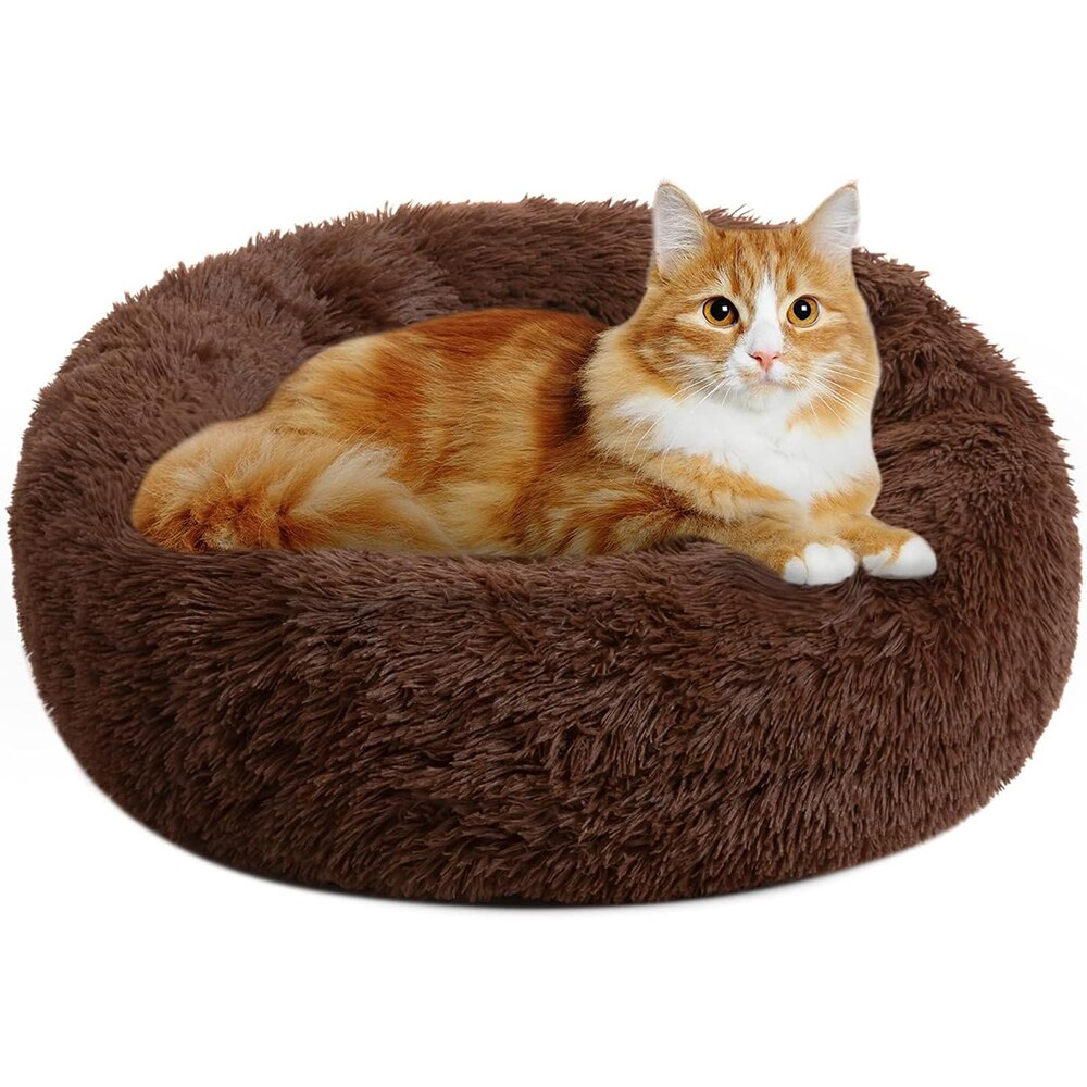 Pat pentru caini si pisici®, Rotund Plush confortabil Culcus, 50cm ...