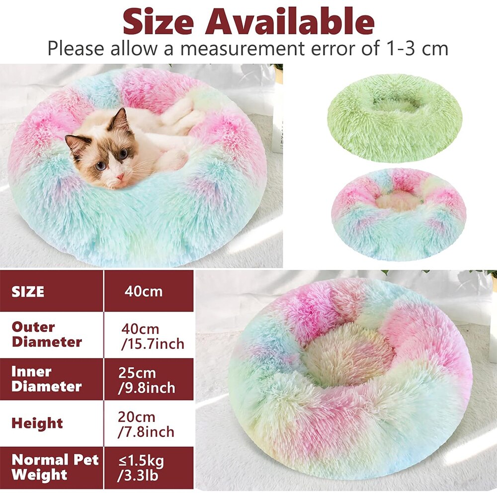 Pat pentru caini si pisici, SOOYE®, Rotund Plush confortabil Culcus ...