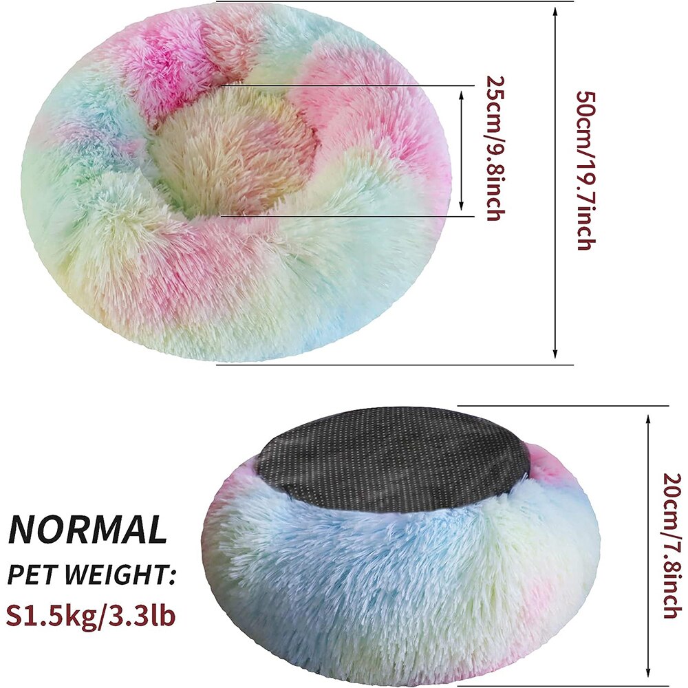 Pat pentru caini si pisici, SOOYE®, Rotund Plush confortabil Culcus ...