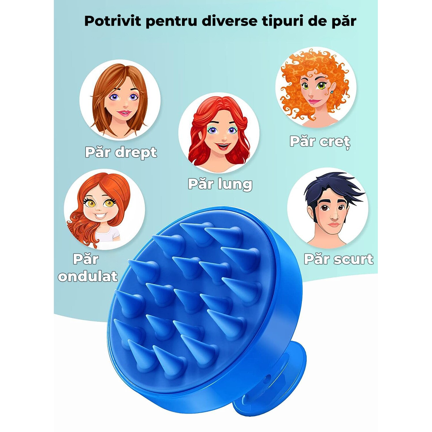 Dispozitiv masaj capilar, perie pentru scalp cu perii moi din silicon ...