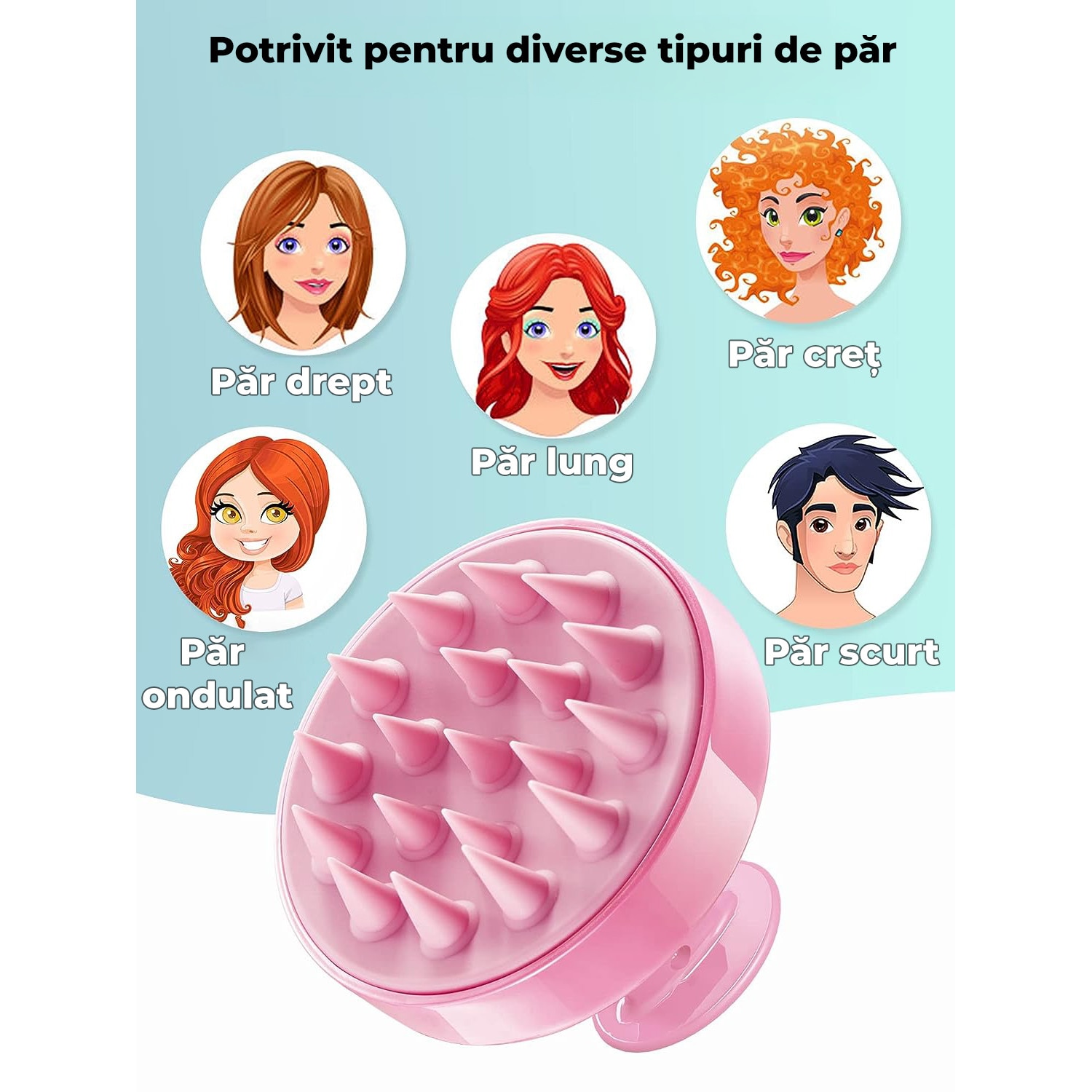 Dispozitiv masaj capilar, perie pentru scalp cu perii moi din silicon ...