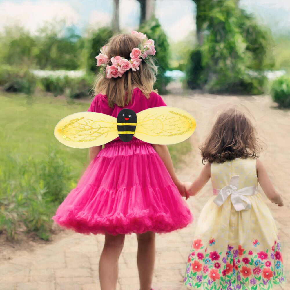 Set Costum pentru Fetite Albinuta, 4 Piese, Fustita, Coronita, Bagheta ...