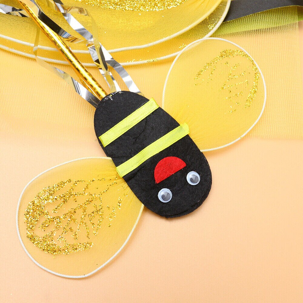 Set Costum pentru Fetite Albinuta, 4 Piese, Fustita, Coronita, Bagheta ...