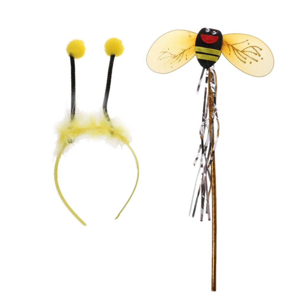 Set Costum pentru Fetite Albinuta, 4 Piese, Fustita, Coronita, Bagheta ...