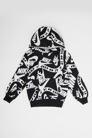 Nike, Hanorac cu imprimeu logo, Alb, Negru, 137-146 CM - eMAG.ro