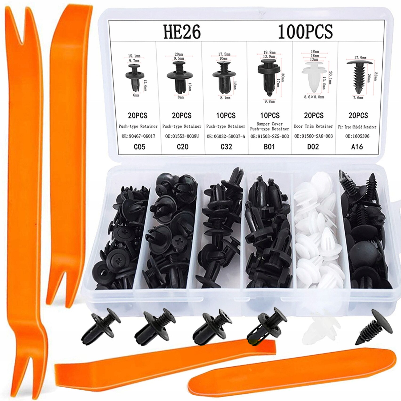 Комплект за премахване на интериора на автомобила, Logit, CPPS-104, PVC, 104 части, Многоцветен ...