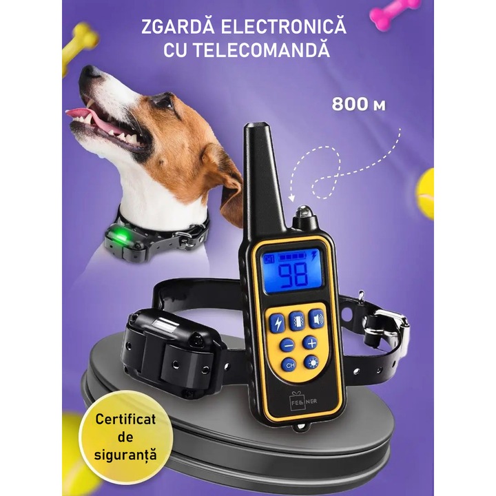 Zgarda electrica profesionala pentru dresaj, pentru 2 caini ...