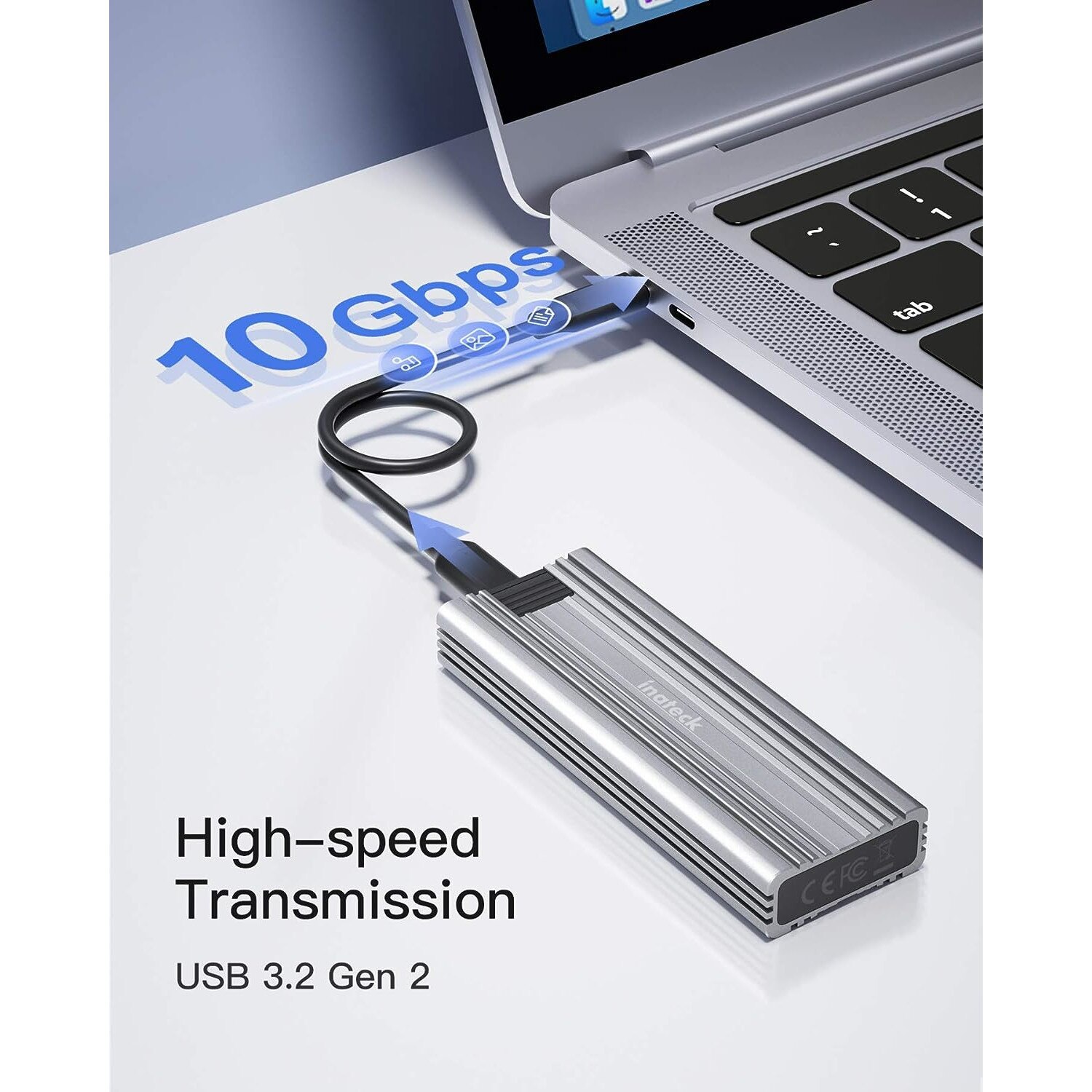 Rack extern M.2 NVMe USB 3.2 Gen 2, pentru SSD M.2 SATA/NVMe (2242,2260 ...
