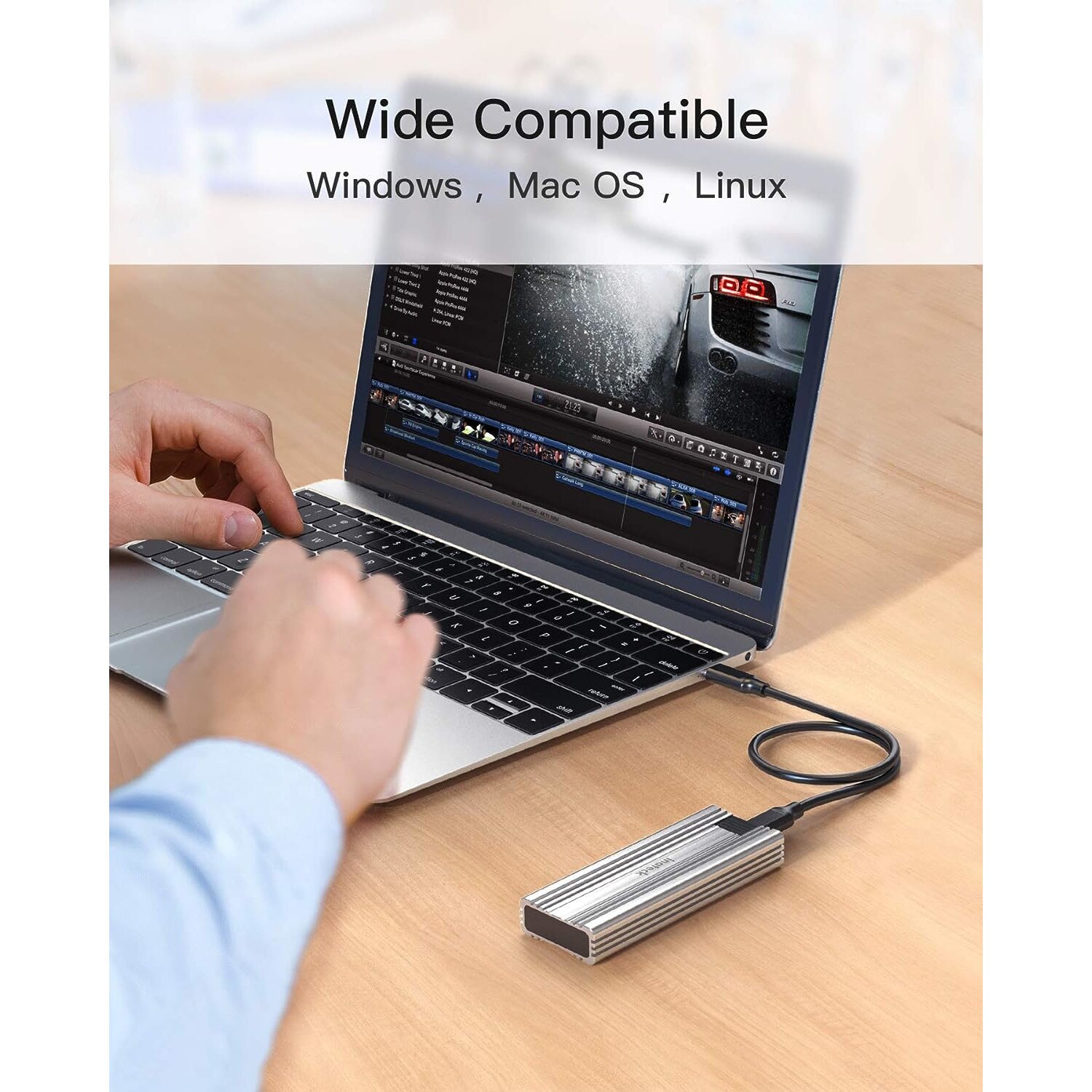 Външен шкаф M.2 NVMe USB 3.2 Gen 2, за SSD M.2 SATA/NVMe (2242,2260 ...