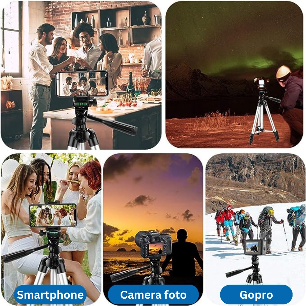 Trepied Telescopic 4 in 1 pentru Telefon, Camera Foto, GoPro ...