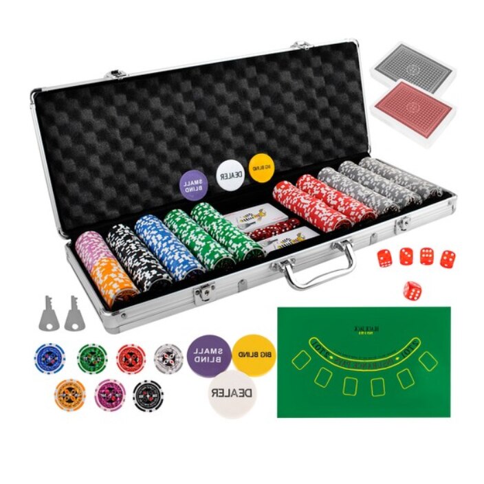 Set de Joc Poker Deluxe XXL, Ideal pentru Texas Holdem cu 500 Jetoane ...