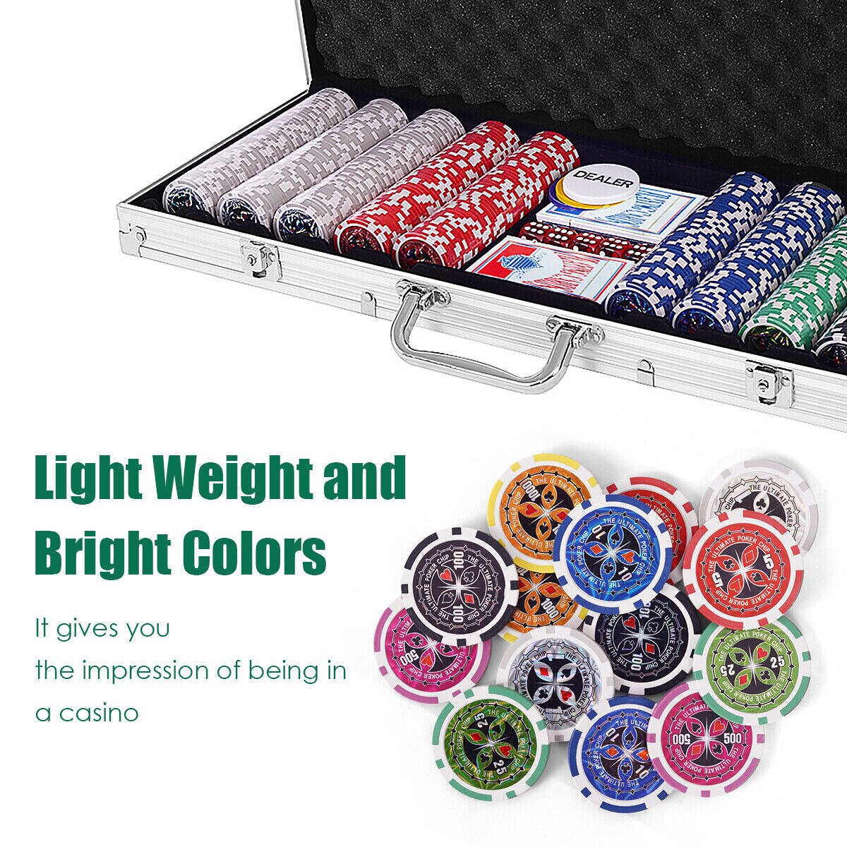 Set de Joc Poker Deluxe XXL, Ideal pentru Texas Holdem cu 500 Jetoane ...