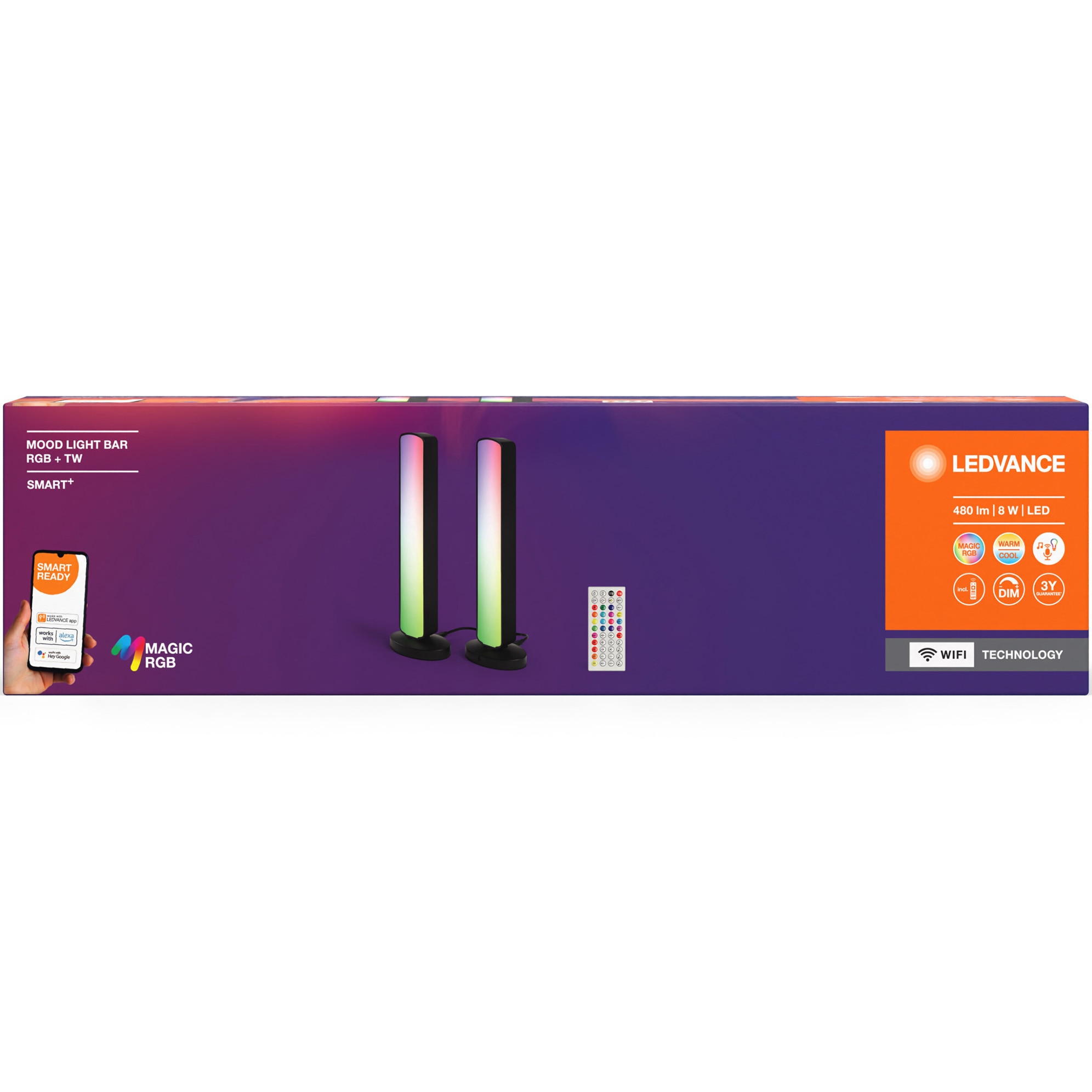 Pachet 2 lampi inteligente LED RGB Ledvance Mood Light Bar, Wi-Fi ...