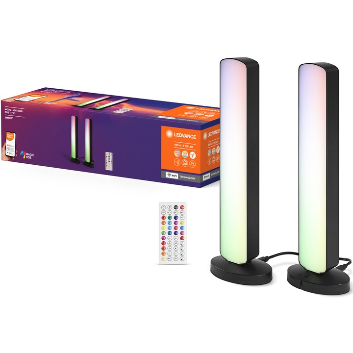 Pachet 2 lampi inteligente LED RGB Ledvance Mood Light Bar, Wi-Fi ...