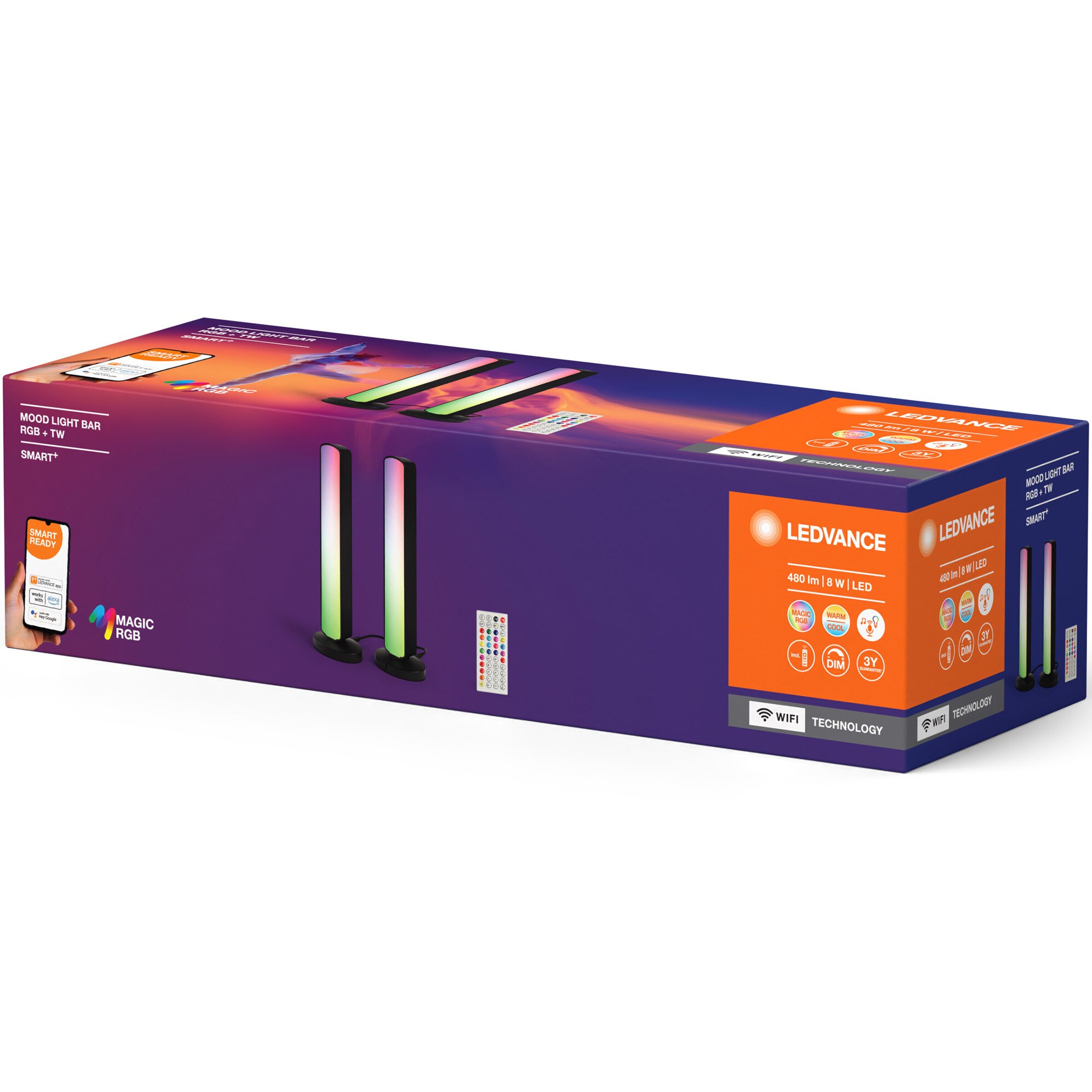 Pachet 2 lampi inteligente LED RGB Ledvance Mood Light Bar, Wi-Fi ...