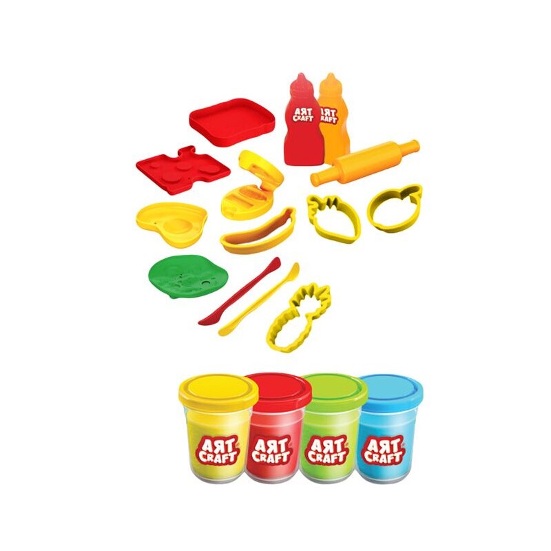 Set Plastilina Cos Picnic, forme si accesorii incluse, multicolor, 4 x ...