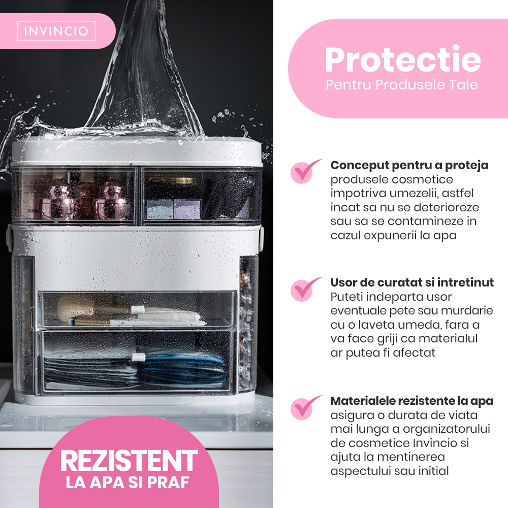 Organizator bijuterii si cosmetice Invincio Art, sertare laterale ...