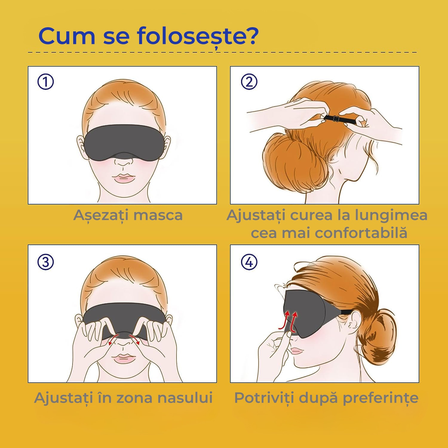 Masca pentru somn, imbunatateste calitatea somnului, ochi mai odihniti ...