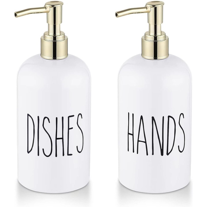 Set de Dozatoare de Sapun Prus Waso, Inscriptii "Hands" si "Dishes ...