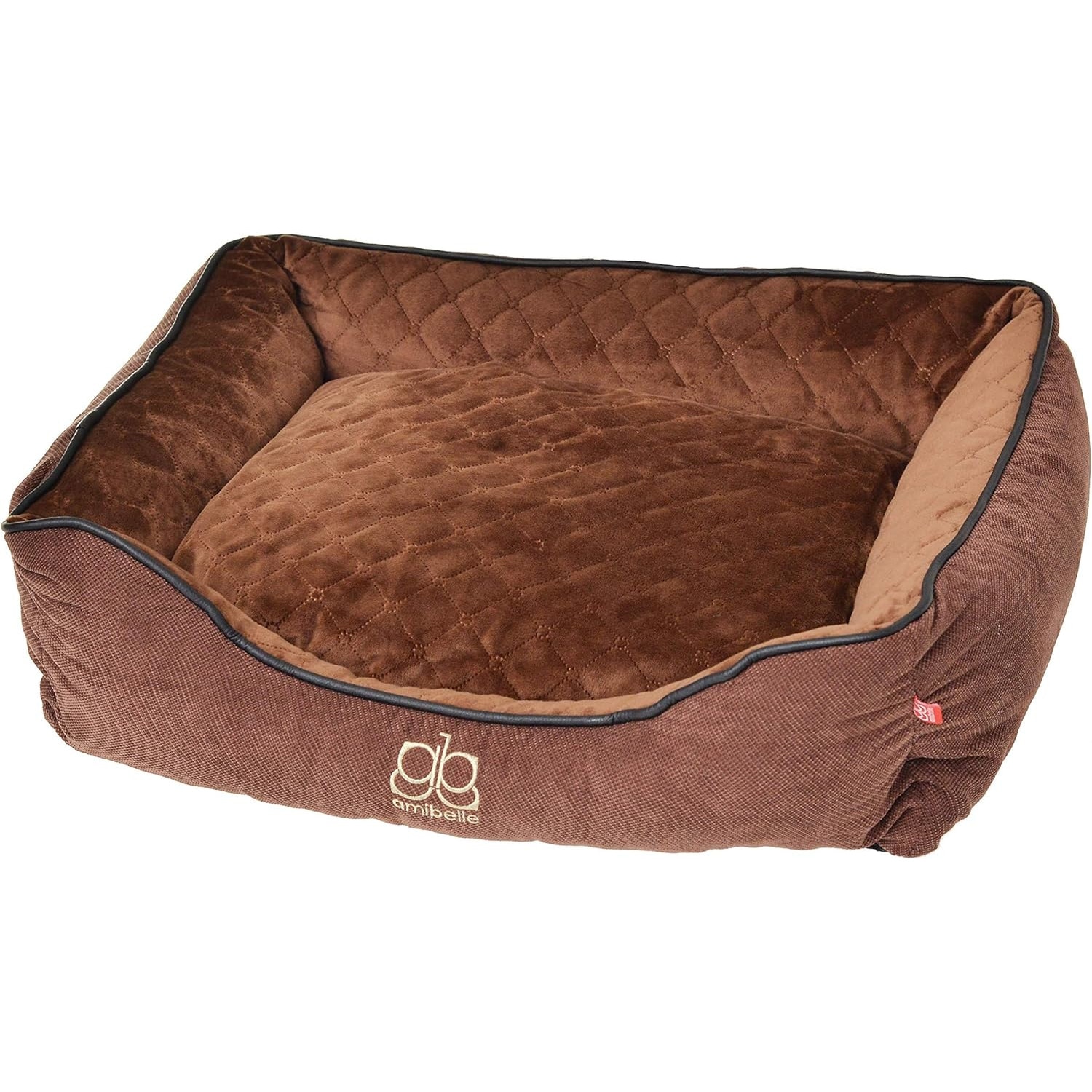 Pat pentru caini si pisici, M 60 x 50 x 19 cm, maro, material de plus - eMAG.ro