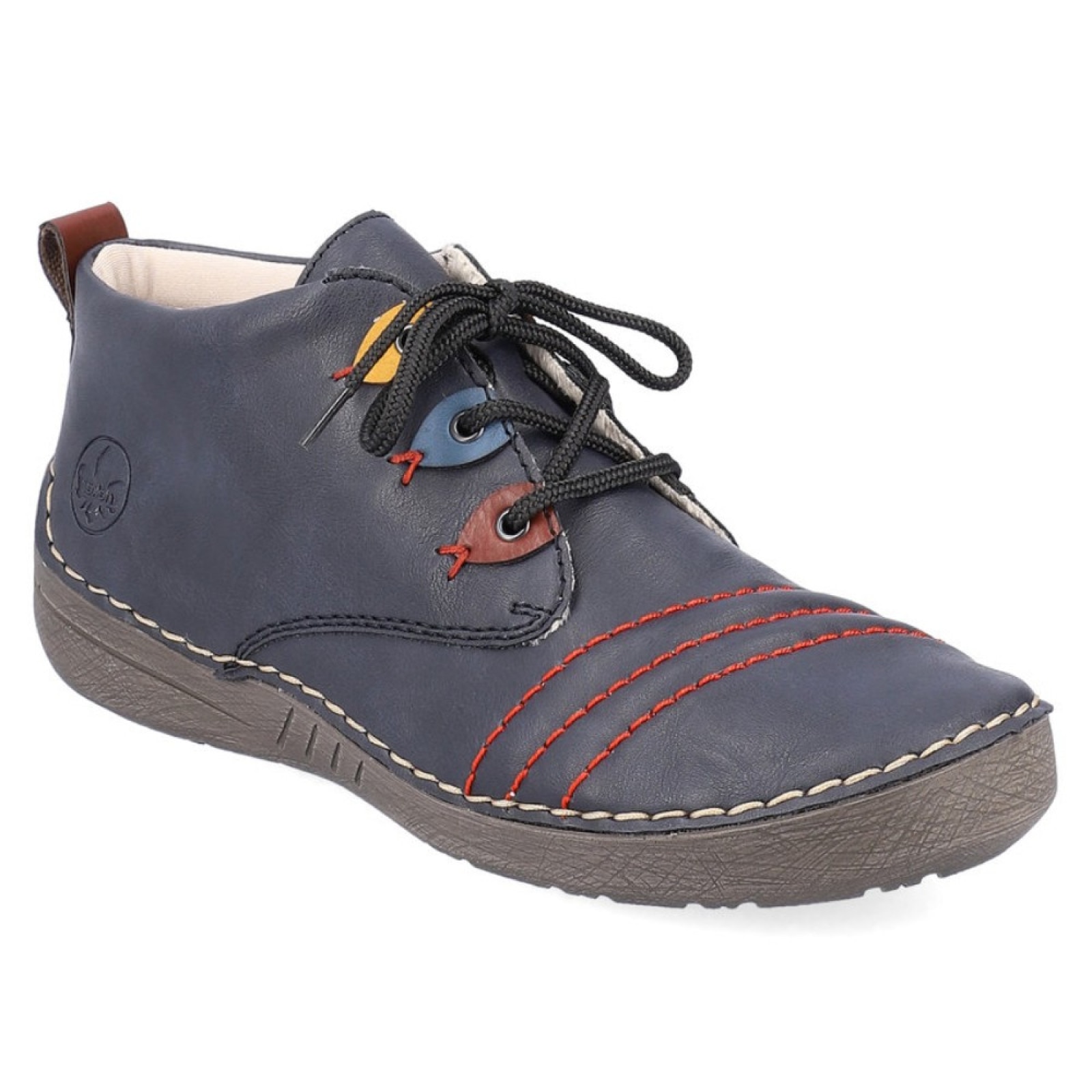 Botine de damă Rieker Rieker, albastre, cu șireturi Senna 52509-14 ...