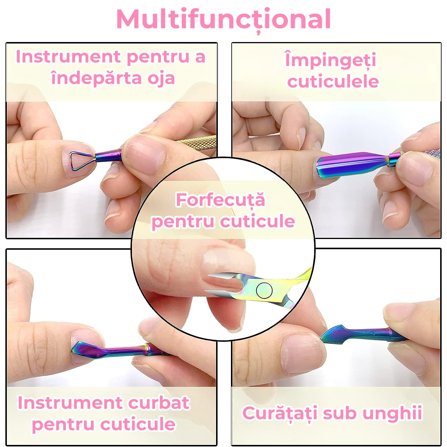 Ustensile manichiura si pedichiura pentru indepartarea profesionala a cuticulelor, cu un cleste ...