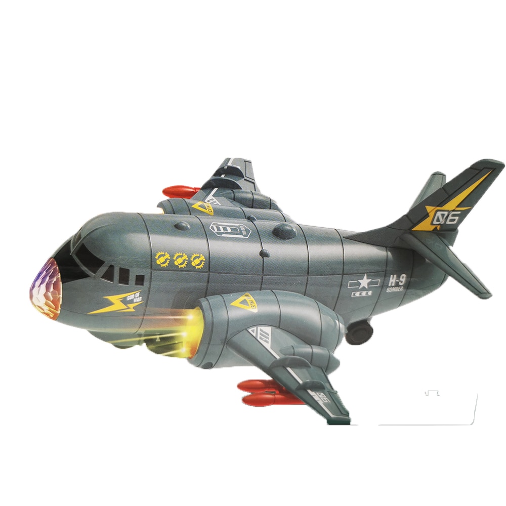 Avion de jucarie, tip Bombardier, cu baterii, lumini, sunete, Bump and ...