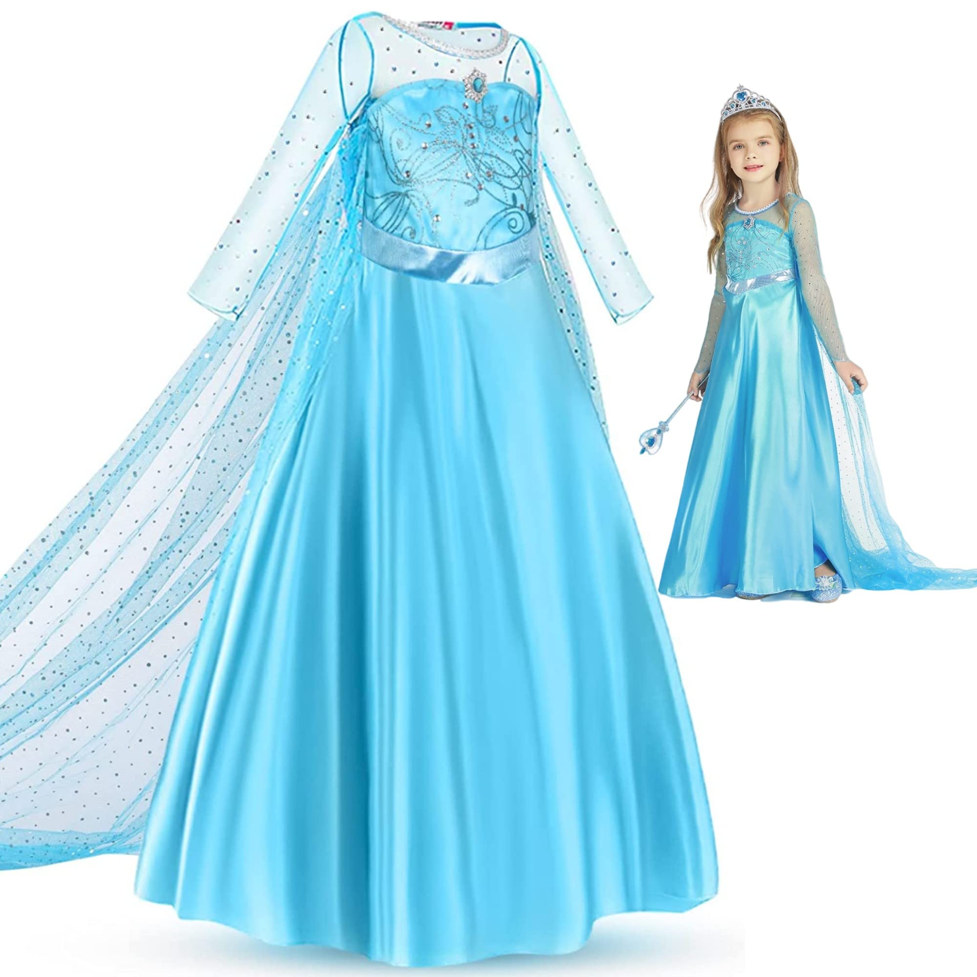 Rochita Rubies Disney Princess Elsa - Frozen, AmzBarley®, 5-6 ani, 120 ...