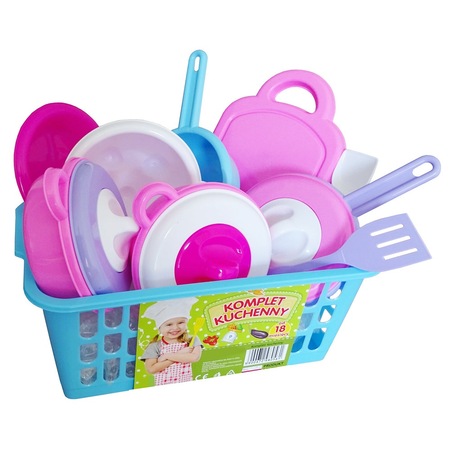 Set de gatit pentru copii cu oale si ustensile de bucatarie, Alabastru ...