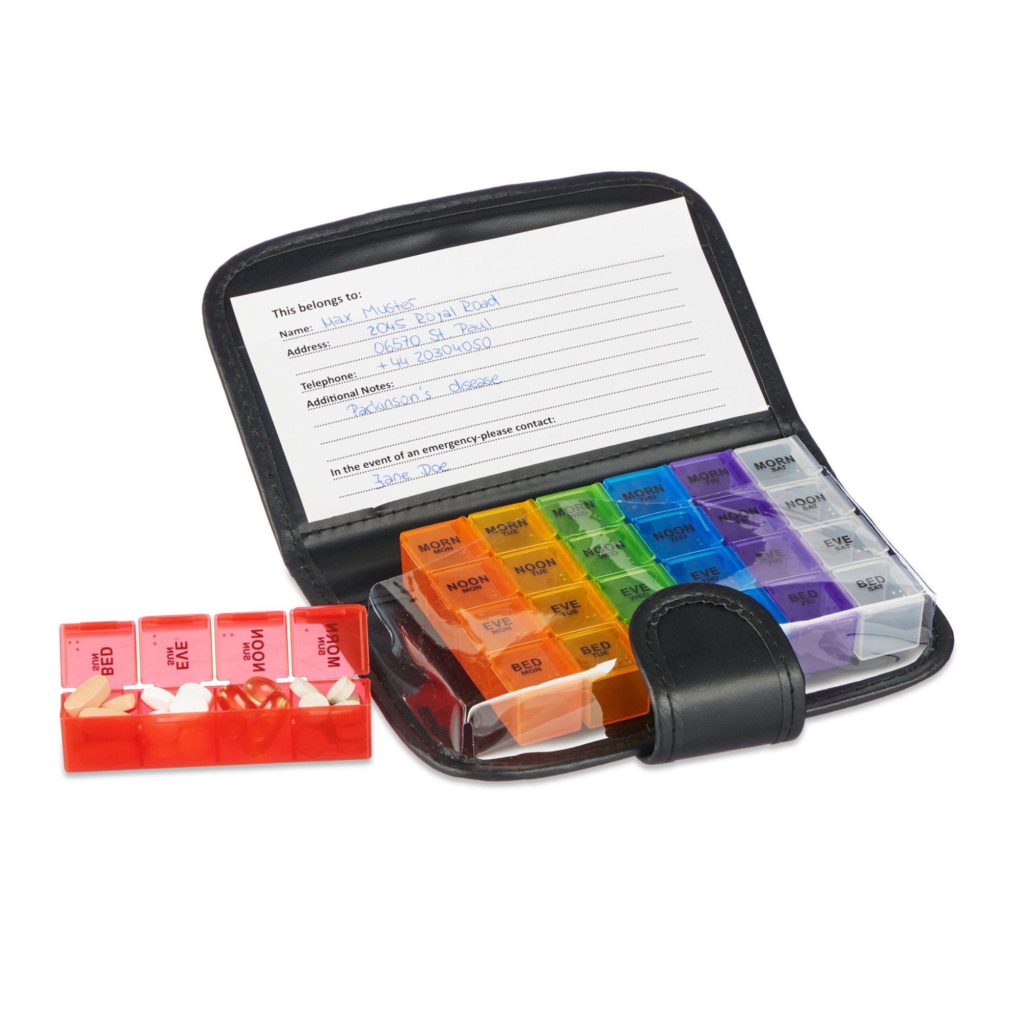 Cutie organizator medicamente, 7 zile cu 4 compartimente/zi, negru ...