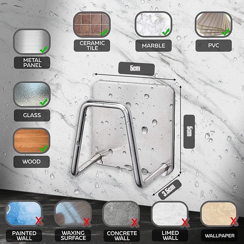 Suport pentru burete autoadeziv, SOOYE®, universal, otel, 5x5cm, 6 ...